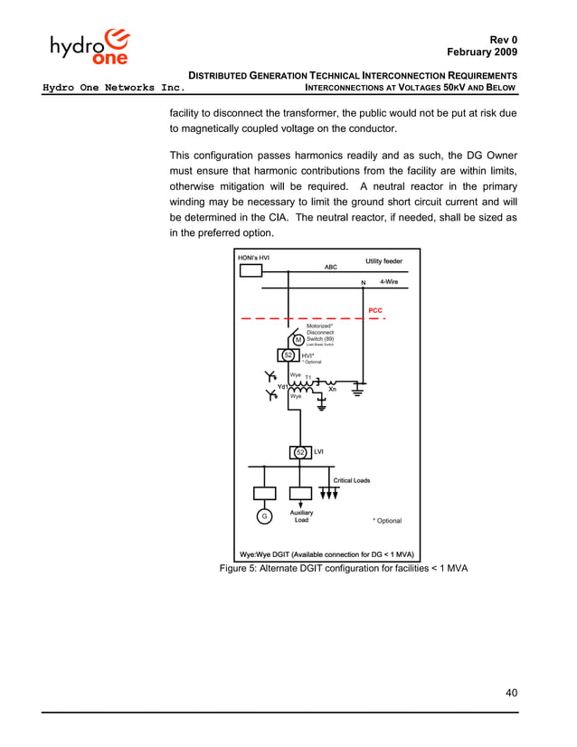 Hydro One Dg Technical Interconnection Requirements Distribution ...