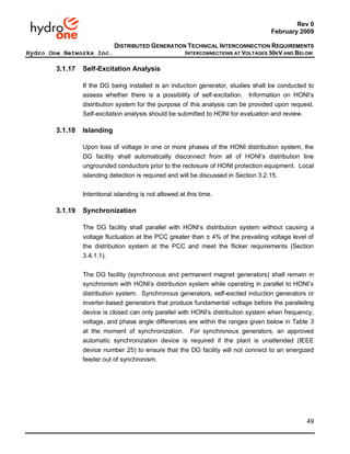 Hydro One Dg Technical Interconnection Requirements Distribution ...