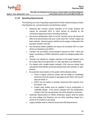 Hydro One Dg Technical Interconnection Requirements Distribution ...
