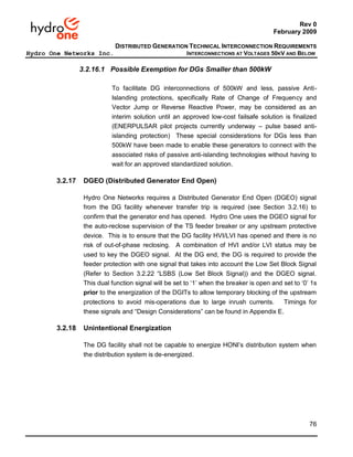 Hydro One Dg Technical Interconnection Requirements Distribution ...