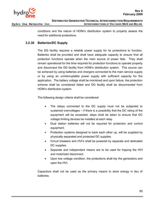 Hydro One Dg Technical Interconnection Requirements Distribution ...
