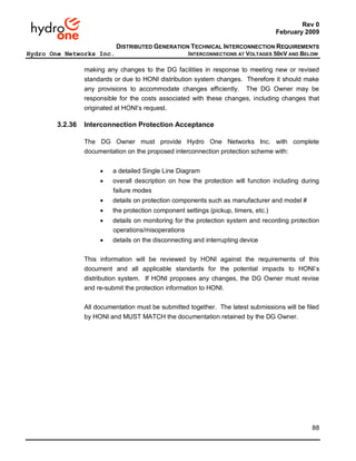 Hydro One Dg Technical Interconnection Requirements Distribution ...