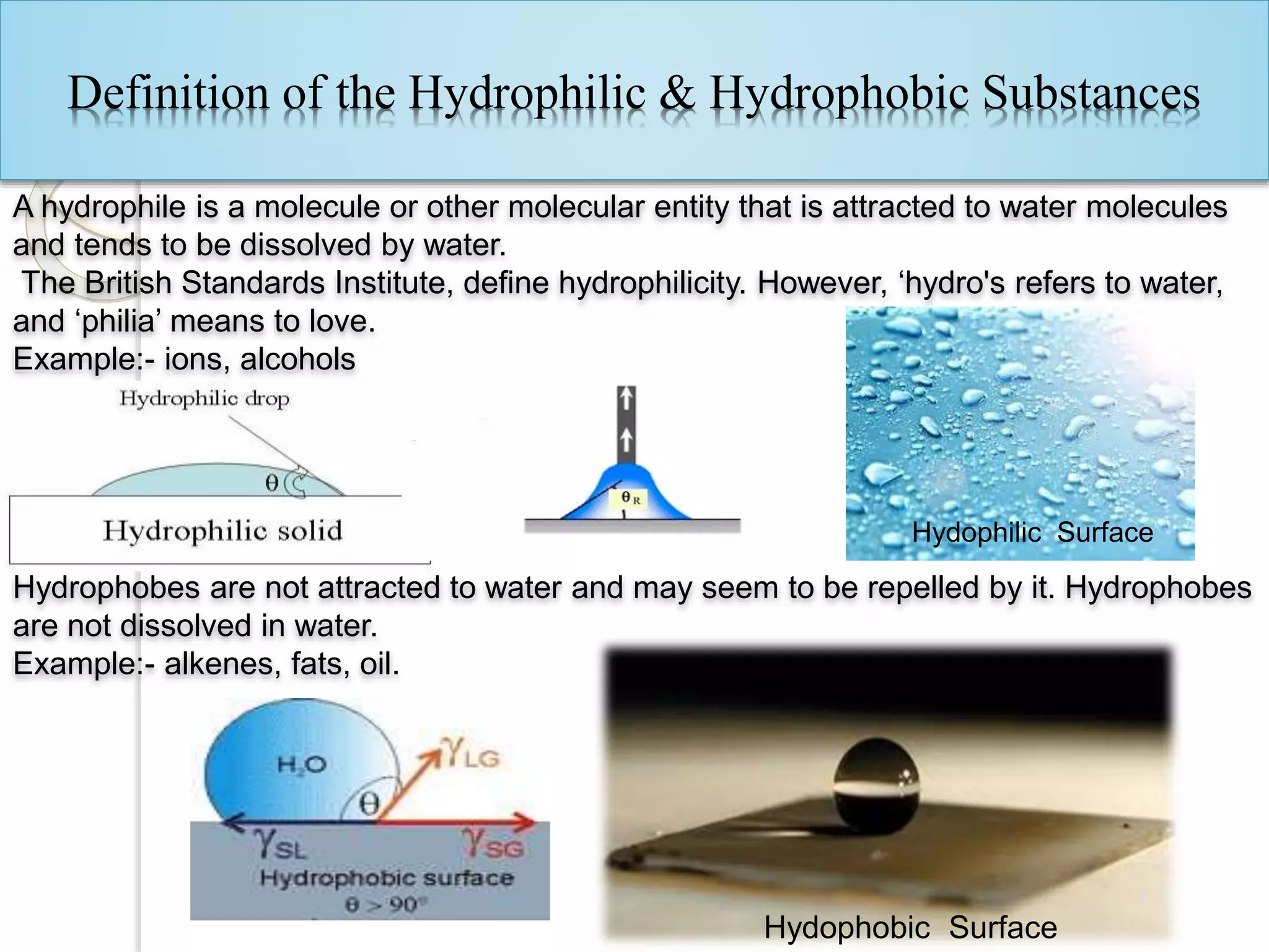 Hydrophilic & hydrophobic presentation | PPTX