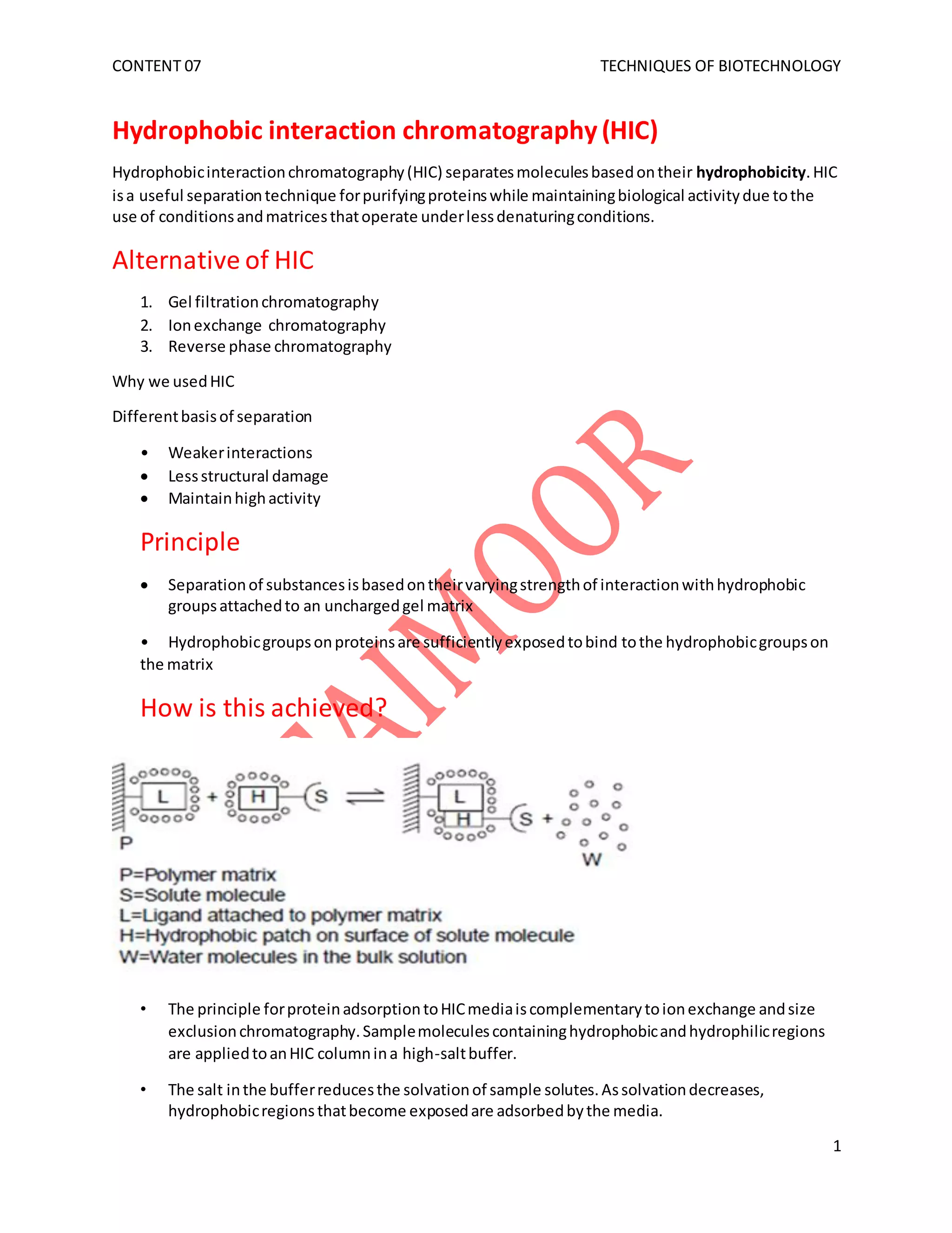 Hydrophobic interaction chromatography | PDF
