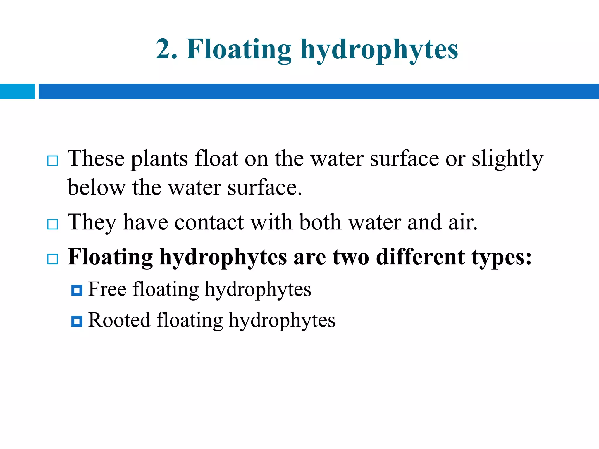 Hydrophytes classification | PPTX