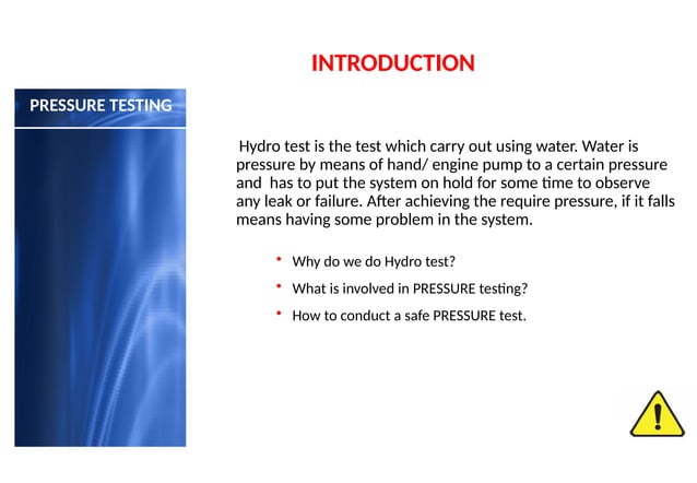 Hydro & Pneumatic test Training (Complete Guide. pptx | PPTX | First ...
