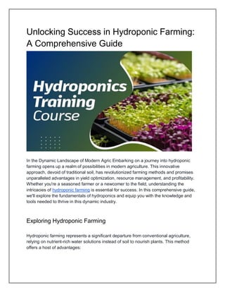 Start Hydroponic Farming Business With Iid Courses Pdf