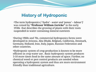 principles of hydroponics in vegetable production by sejal | PPTX