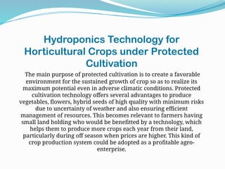 principles of hydroponics in vegetable production by sejal | PPTX