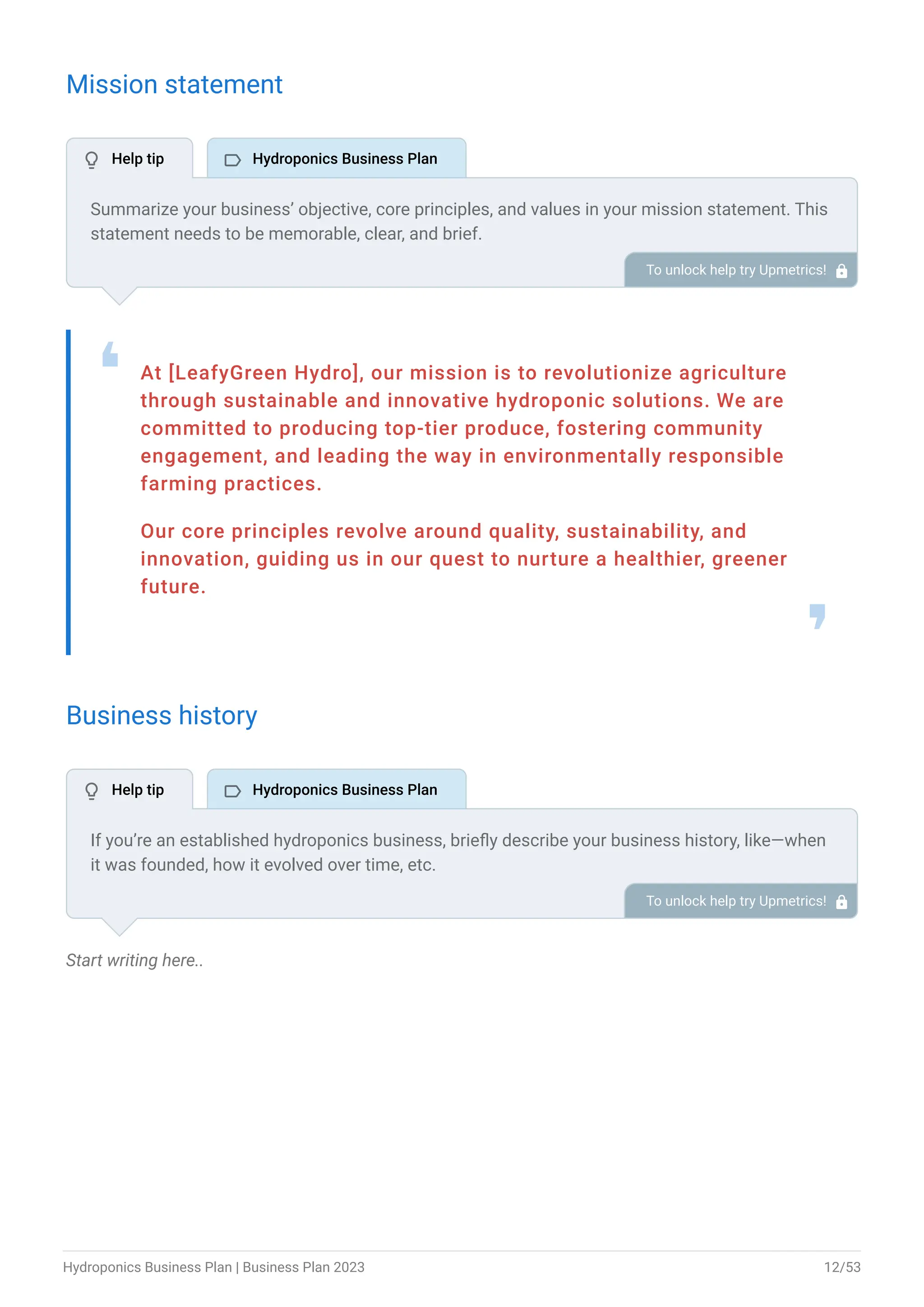Hydroponics Business Plan Example | Upmetrics | PDF