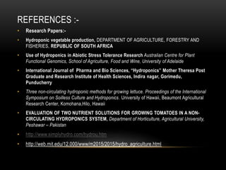 Hydroponics in vegetable | PPTX