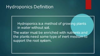 Hydroponics and its different Classifications | PPT