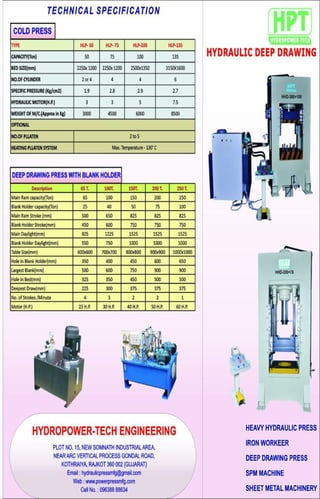 Hydro Power Tech Engineering, Rajkot, H Frame Hydraulic Presses | PDF