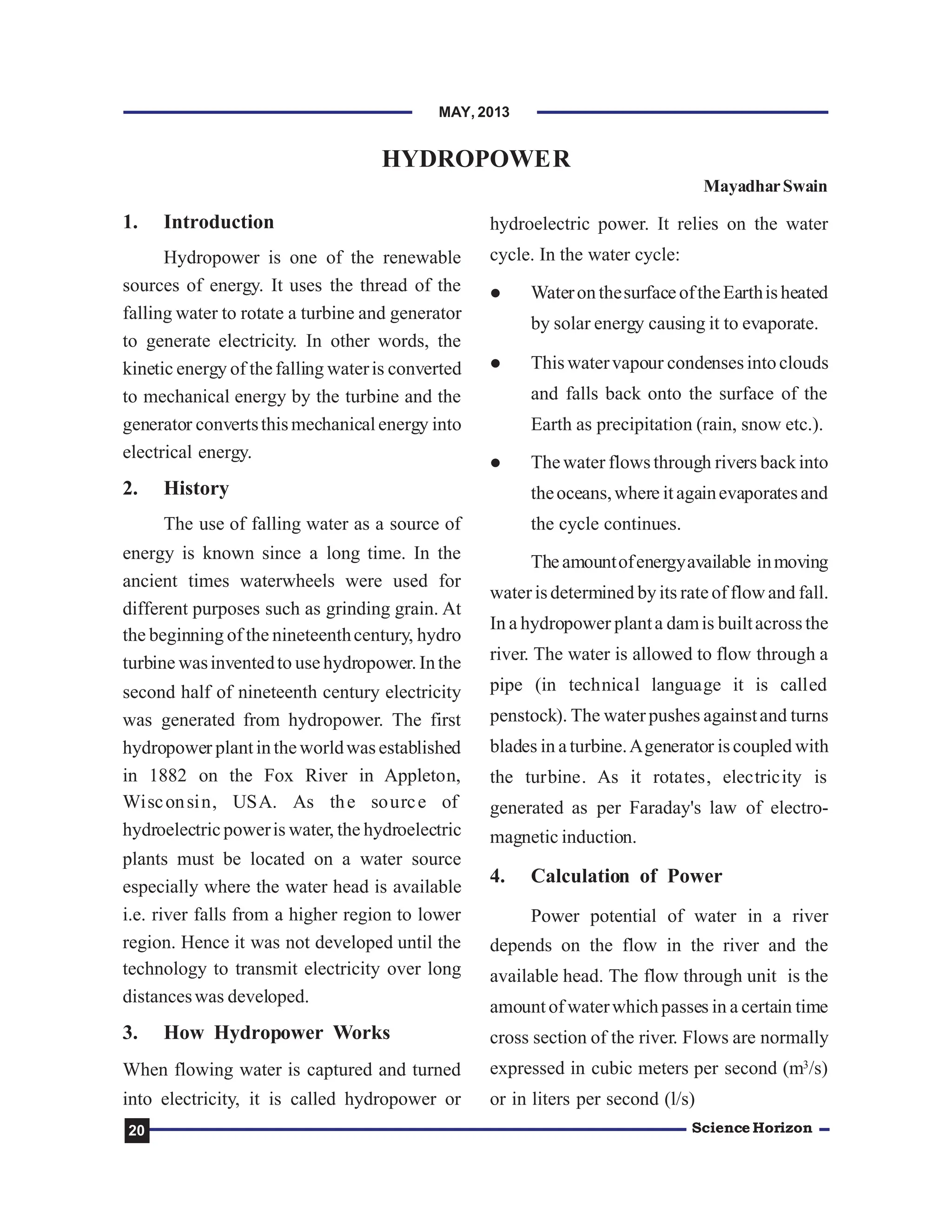Hydroelectric power is eco-environment friendly | PDF