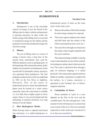 Hydroelectric power is eco-environment friendly | PDF