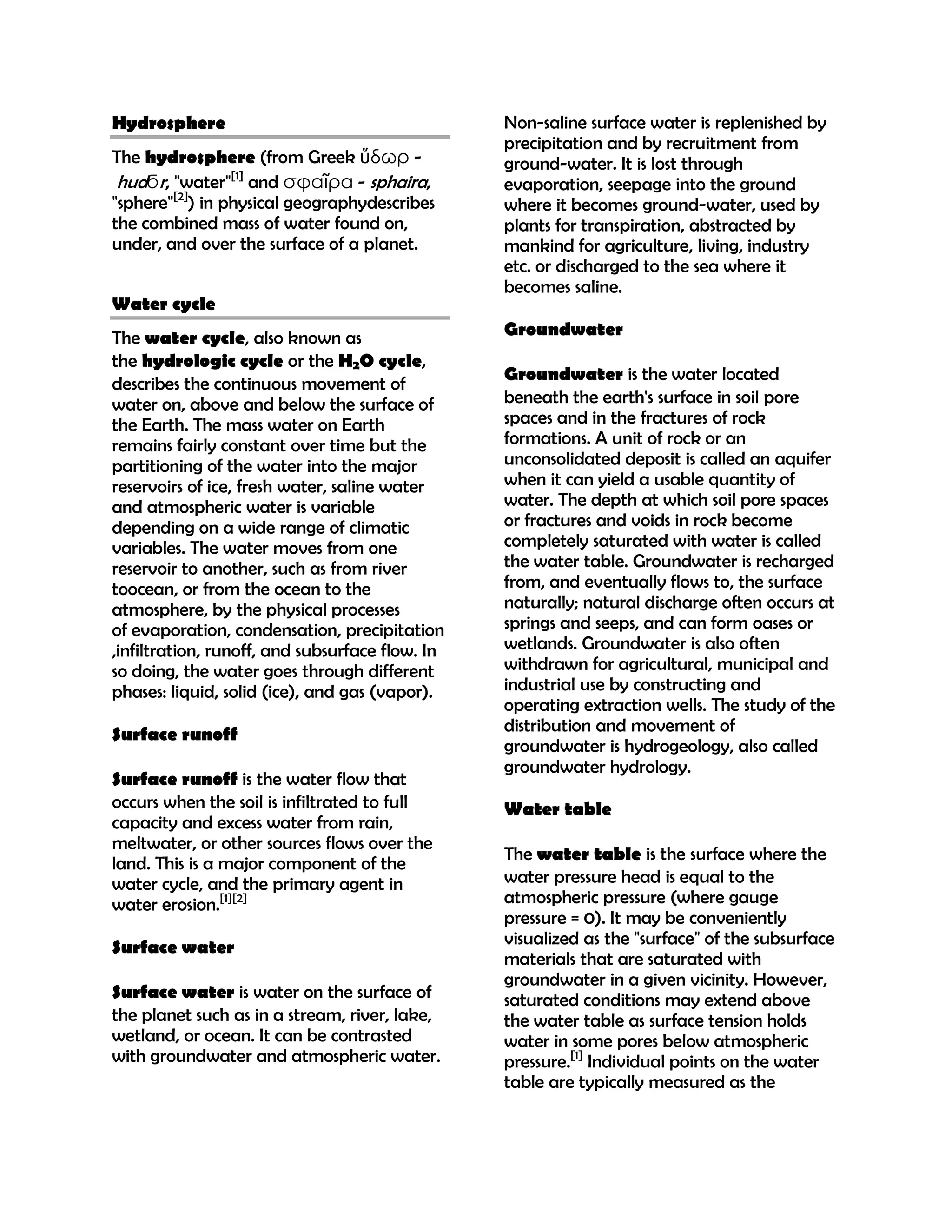 Hydrosphere | DOCX