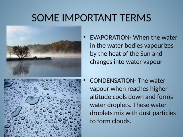 HYDROSPHERE PRESENTATION -THE HYDROSPHERE THE WATER CYCLE HOW THE WATER ...