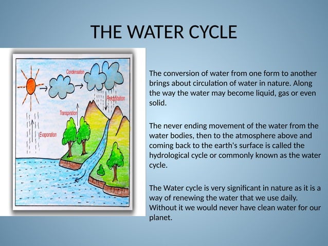 HYDROSPHERE PRESENTATION -THE HYDROSPHERE THE WATER CYCLE HOW THE WATER ...