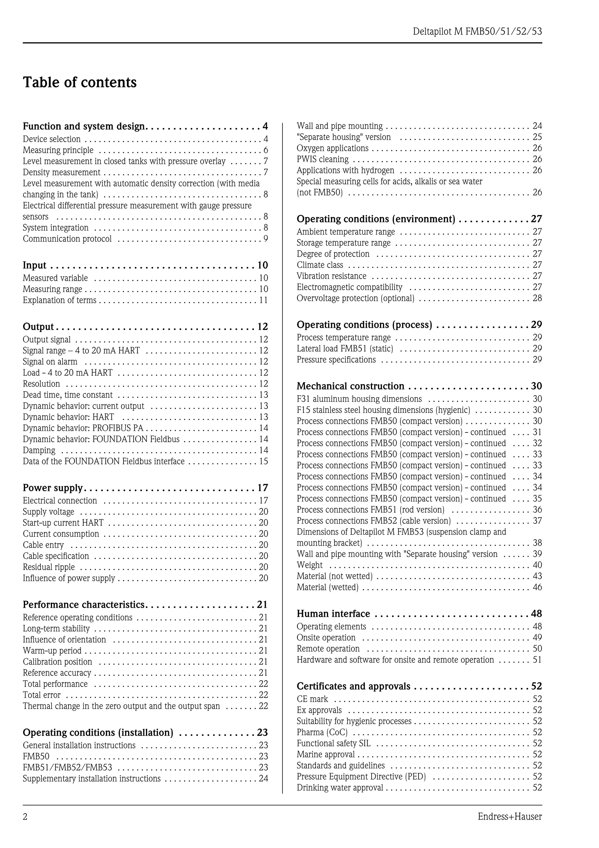 Hydrostatic level measurement-Deltapilot M FMB50/51/52/53 | PDF