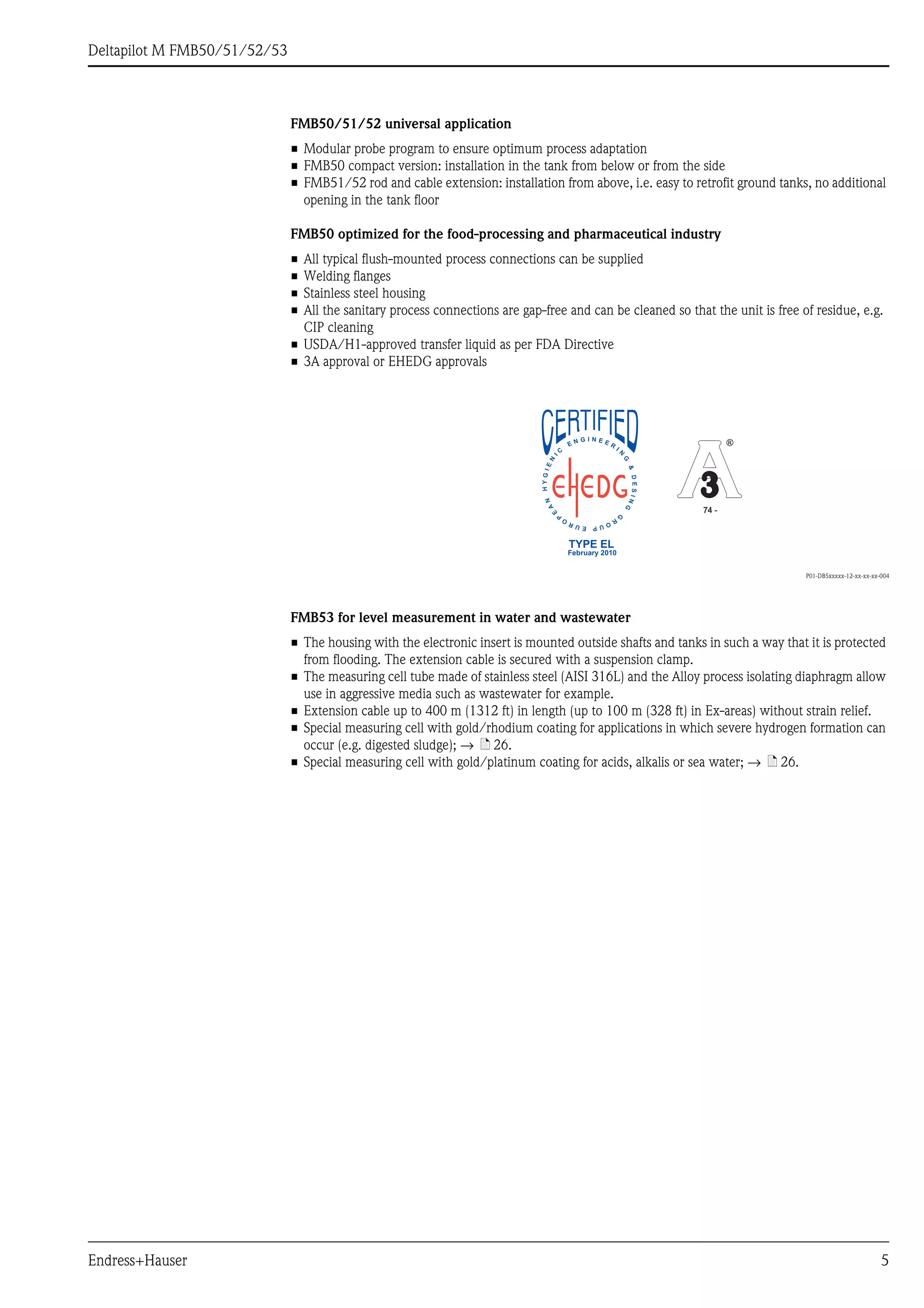 Hydrostatic level measurement-Deltapilot M FMB50/51/52/53 | PDF