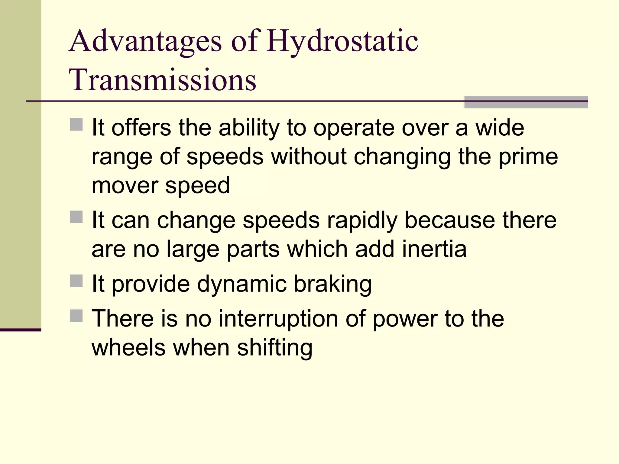 Hydrostatic transmissions | PPT