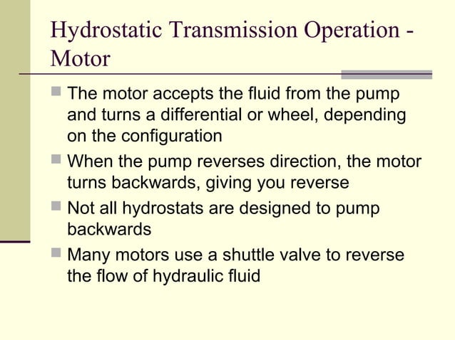 Hydrostatic transmissions | PPT | Auto Technology | Automotive