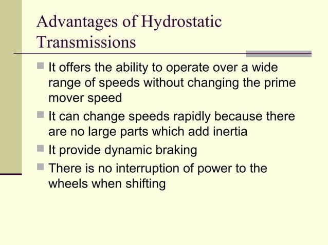 Hydrostatic transmissions | PPT | Auto Technology | Automotive