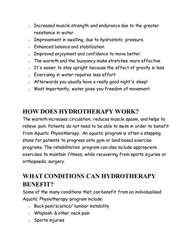 Hydrotherapy | PDF