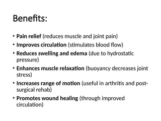 Hydrotherapy, Thermotherapy, their indications and contraindications | PPTX