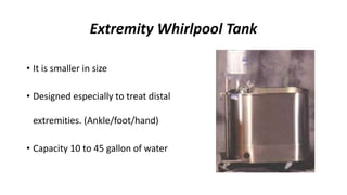 Hydrotherapy techeniques in electrotherapy for physiotherapist.pptx