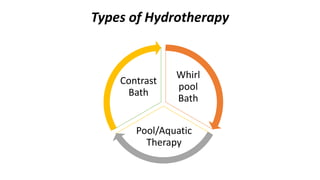 Hydrotherapy techeniques in electrotherapy for physiotherapist.pptx