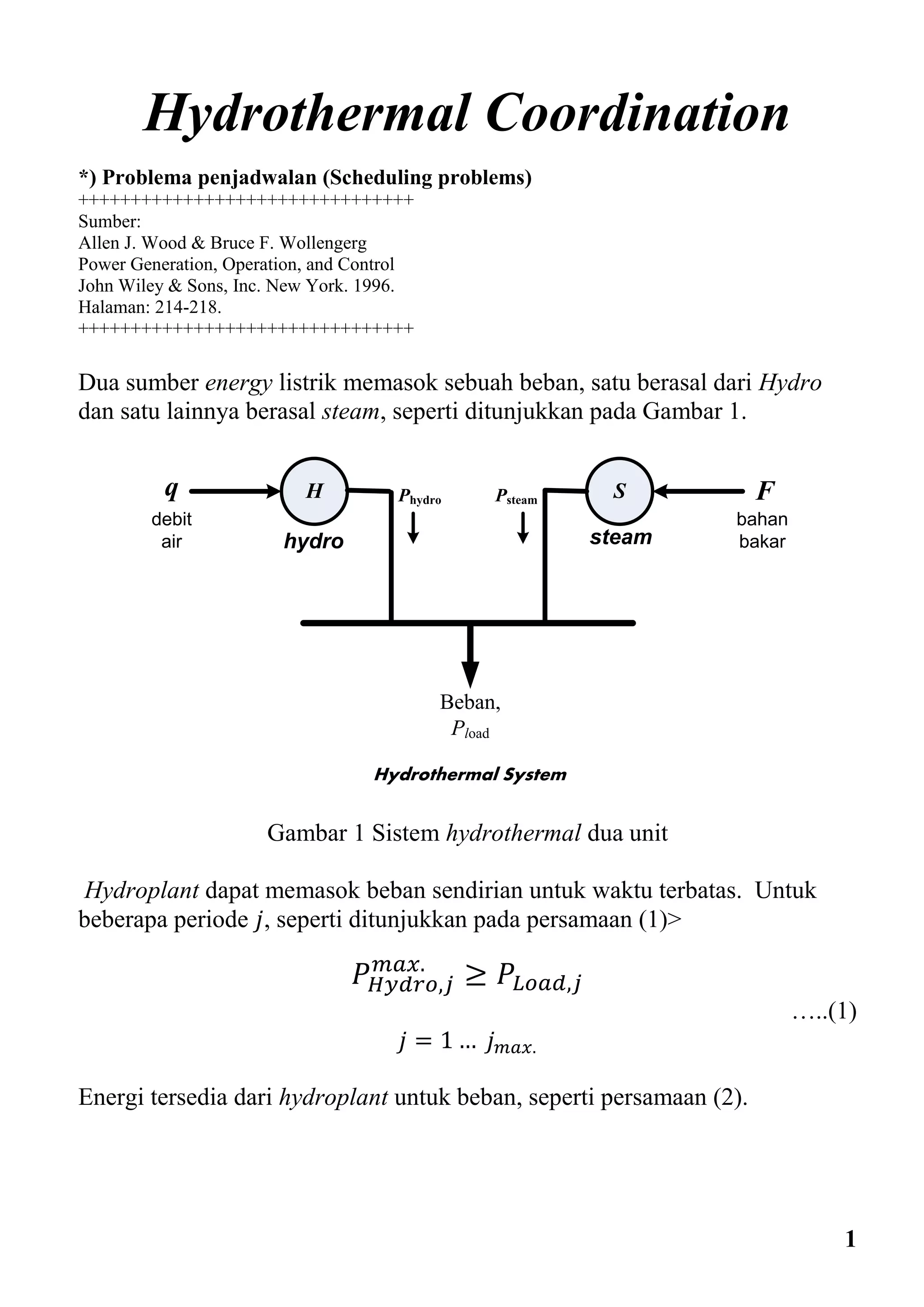 Hydrothermal Coordination (scheduling_problem) | DOCX