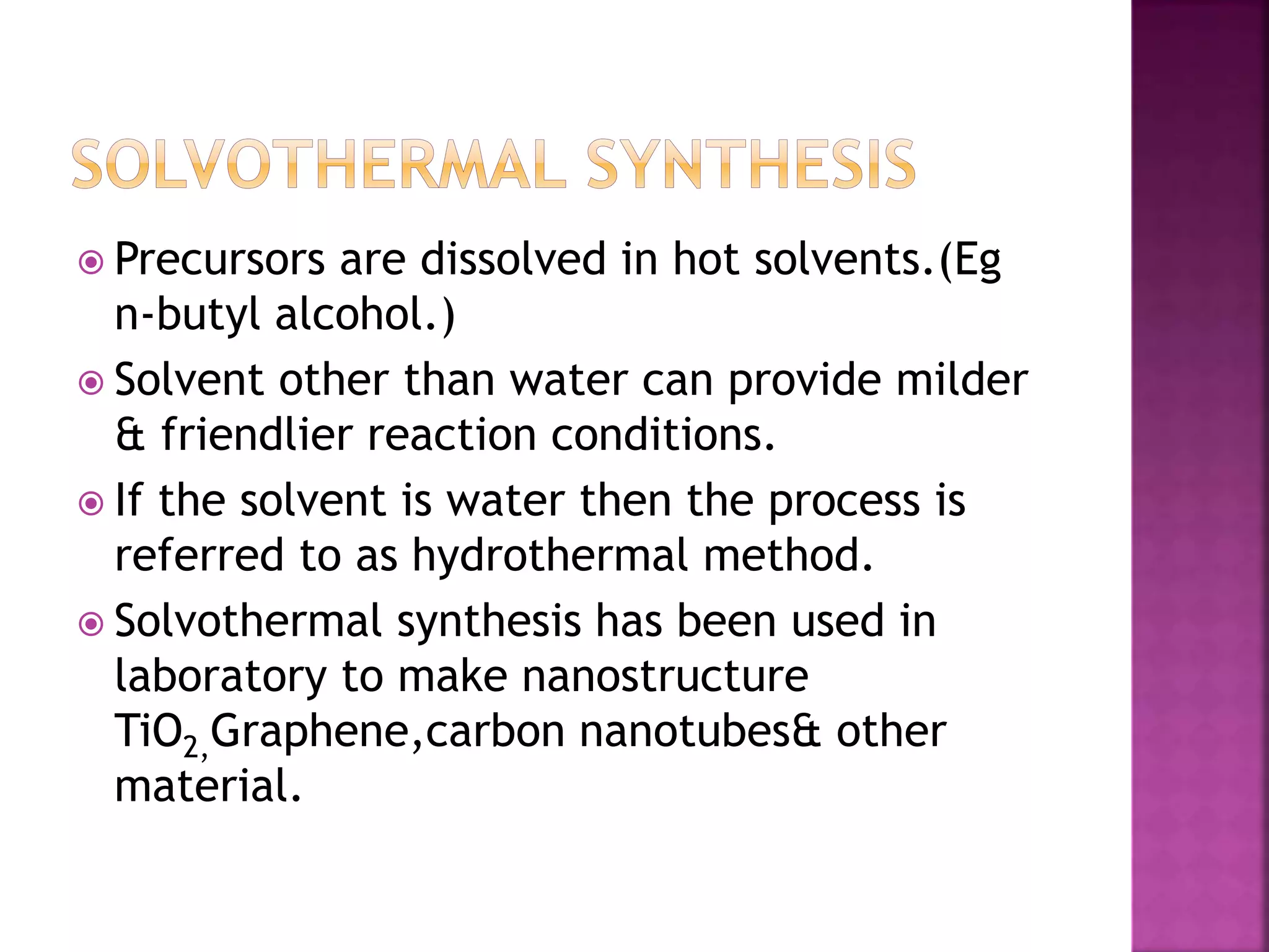 Hydrothermal &solvothermal methods jeyakiruba | PPTX