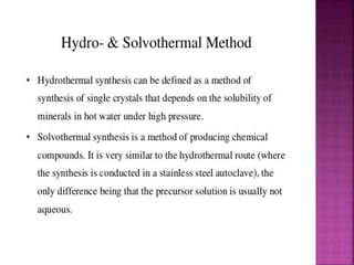 Hydrothermal &solvothermal methods jeyakiruba | PPTX