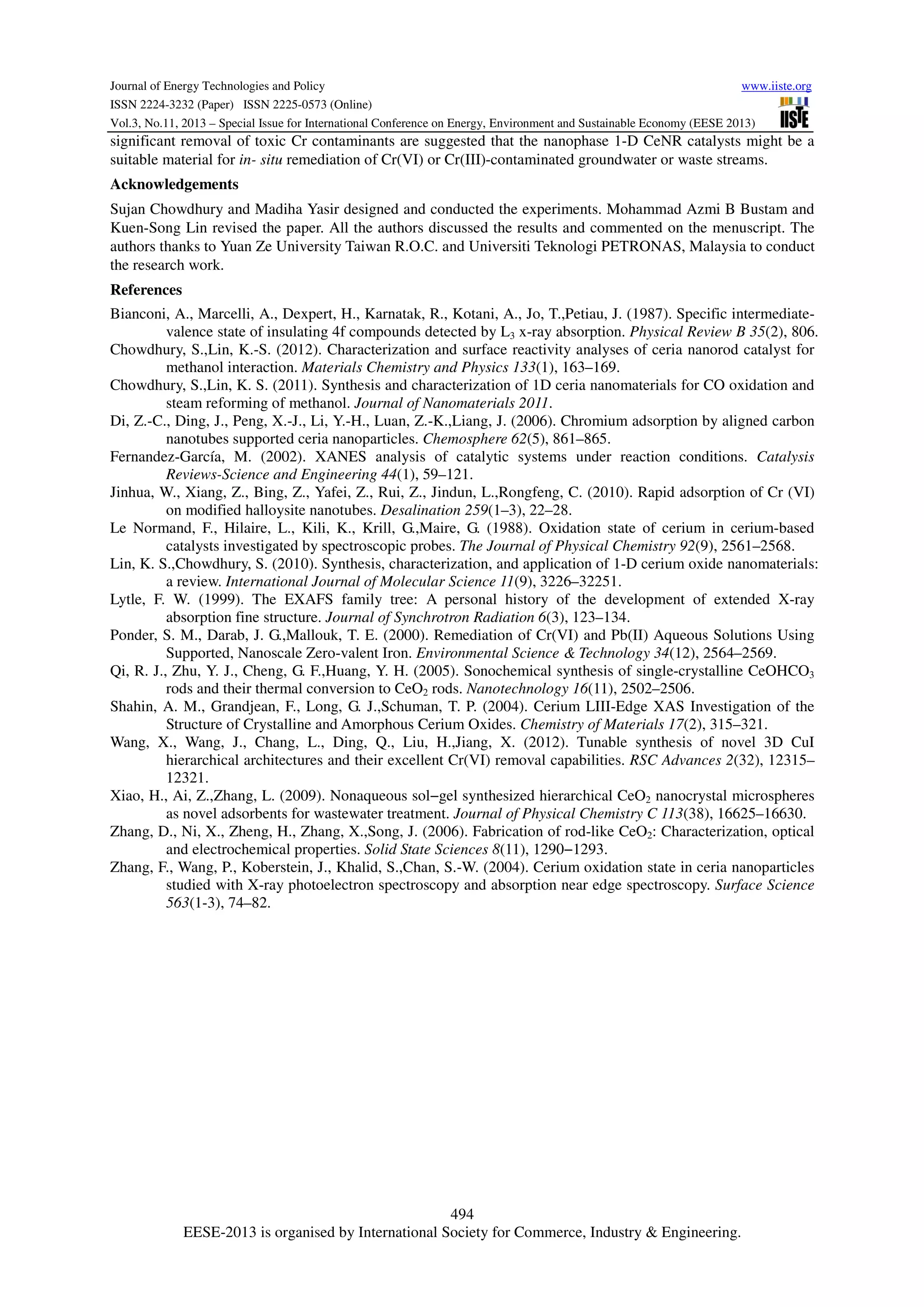 Hydrothermal synthesis and characterization of one | PDF
