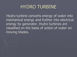 Hydro turbines | PPTX