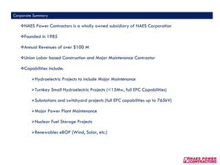 NAES Power Contractors Hydro Services | PPT