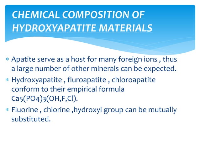 Hydroxyapatite and their use as coating material in dentistry | PPTX ...