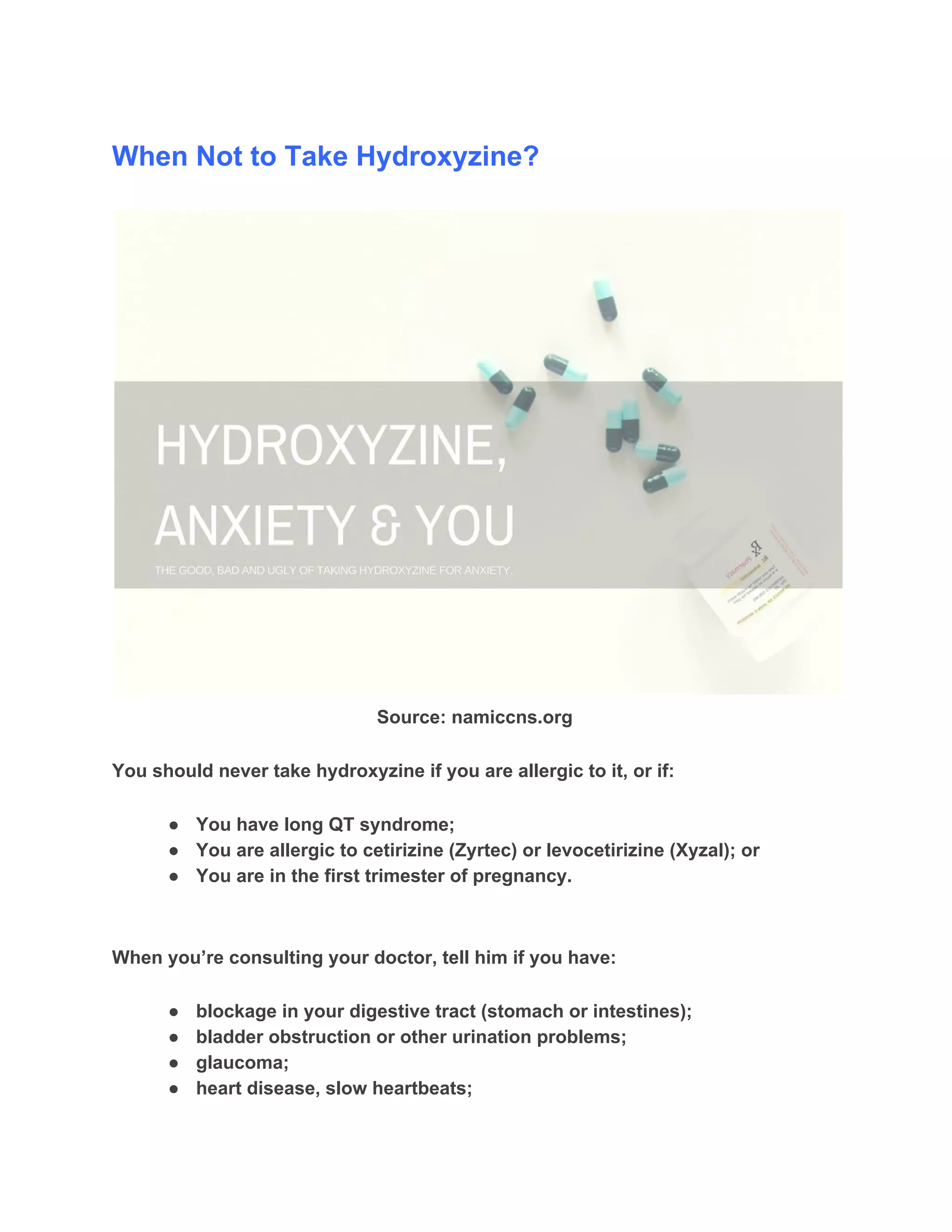 Hydroxyzine for anxiety how it works, dosage, and side effects! | PDF