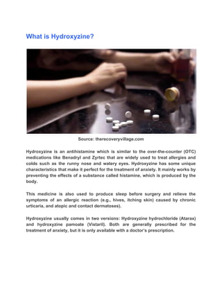 Hydroxyzine for anxiety how it works, dosage, and side effects! | PDF