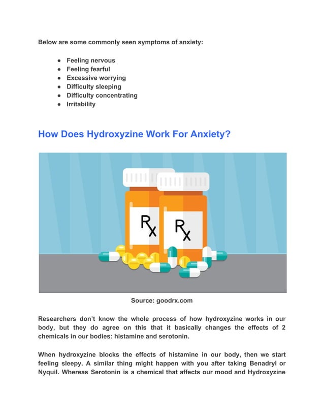 Hydroxyzine for anxiety how it works, dosage, and side effects! | PDF