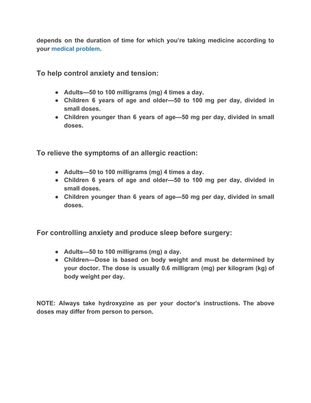 Hydroxyzine for anxiety how it works, dosage, and side effects! | PDF