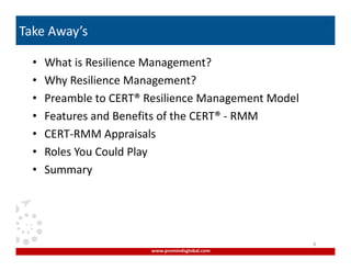 HYDSPIN-ProMinds CERT-RMM Presentation (25Aug2011) | PPT