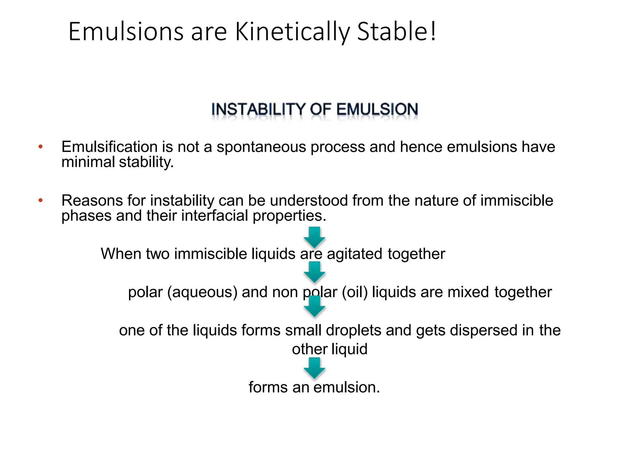 theory of emulsions, their description, instability | PPT