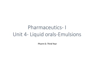 theory of emulsions, their description, instability | PPT