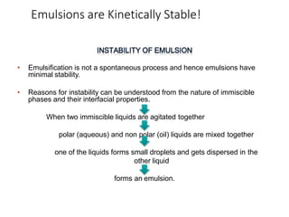 theory of emulsions, their description, instability | PPT