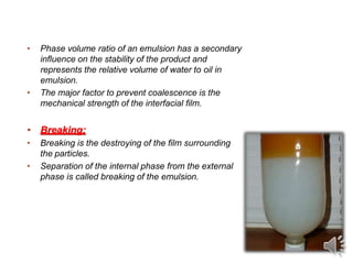 theory of emulsions, their description, instability | PPT