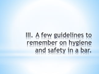 Hygiene and Sanitation in Bar | PPTX