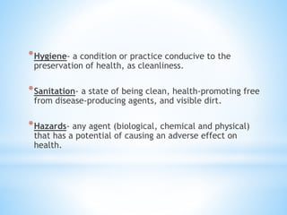 Hygiene and Sanitation in Bar | PPTX