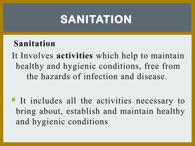 Hygiene and sanitation.pptx in 9th semester | PPT